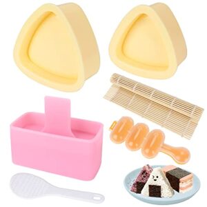 ueriajil onigiri mold, musubi maker kit, non-stick easy to use and clean, with sushi mat and rice scoop, for kids lunch bento and home diy sushi kit