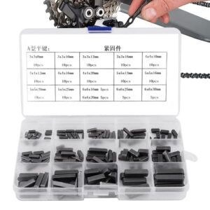 watris veiyi parallel square stock key, shaft feather key, key stock assortment, parallel drive shaft keys sets, pump shaft key, flywheel keys, keyway stock, keyway tension (140pcs)