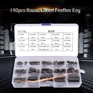 Watris Veiyi Parallel Square Stock Key, Shaft Feather Key, Key Stock Assortment, Parallel Drive Shaft Keys Sets, Pump Shaft Key, Flywheel Keys, Keyway Stock, Keyway Tension (140PCS)