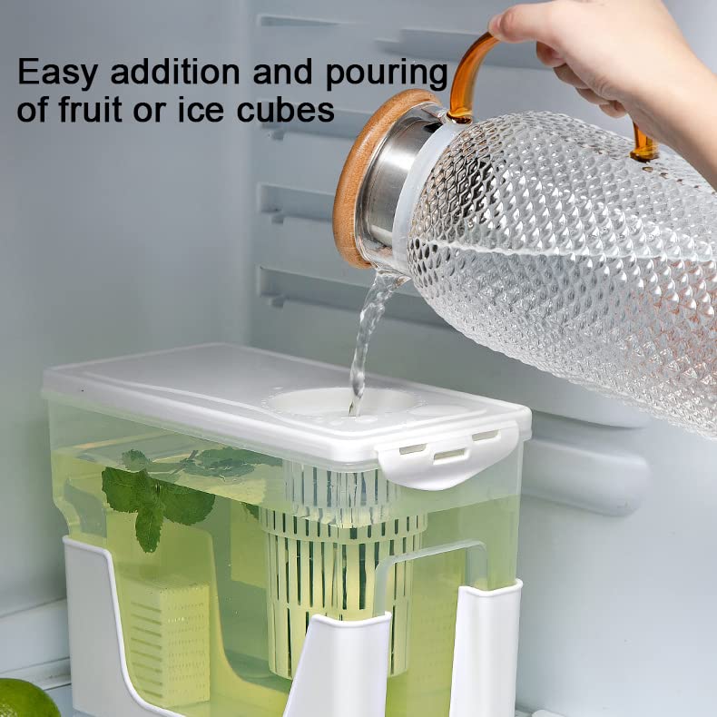 0.9 Gallon Drink Dispenser For Fridge,Beverage Dispenser With Stand And Spigot,Large Capacity Cold Water Pitcher,Fruit Drink Dispenser Beverage Container for Kitchen Home Party Bar