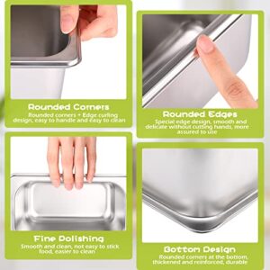 10 Pack 1/9 Size 4 Inch Deep Hotel Pans Anti Clogging Stainless Steel Steam Table Pans Commercial Metal Food Catering Trays for Hotel, Restaurant, Buffet, 0.8 mm Thick, 6.9 L x 4.3 W