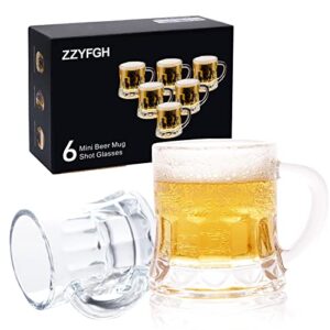 zzyfgh shot glasses with handle, mini heavy base clear beer mugs, 1.8 ounce, set of 6 for whiskey, tequila, vodka, great for father, husband, birthday or friend party present