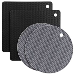 chefbee trivets for hot dishes - 4 pack hot pot pads holders for kitchen heat resistant trivet flexible hot pot holder, non-slip hot pads, silicone trivets for hot pots and pans, kitchen accessories