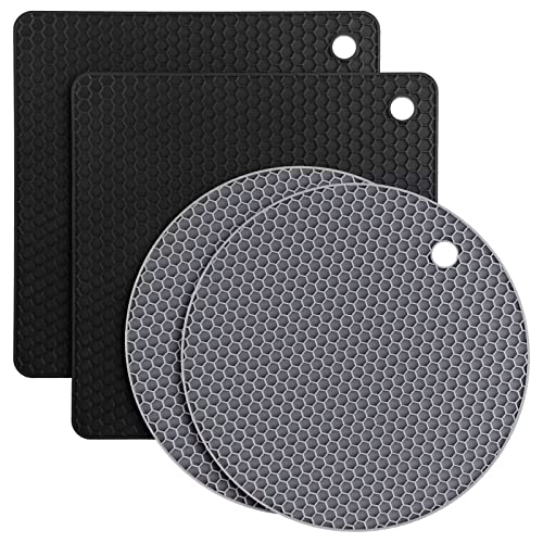 ChefBee Trivets for Hot Dishes - 4 Pack Hot Pot Pads Holders for Kitchen Heat Resistant Trivet Flexible Hot Pot Holder, Non-Slip Hot Pads, Silicone Trivets for Hot Pots and Pans, Kitchen Accessories