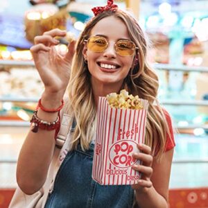 300 Pieces Mini Popcorn Bags Bulk Leak and Grease Resistant Paper Sleeves Retro Red and White Striped Pop Corn Bags for Carnival Movie Theme Party Concession Stand Supplies 3.5 x 3.4 x 8.2 Inch