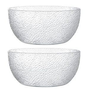 qxbekmor large acrylic salad bowls 130 oz, serving bowls for fruits, popcorn, chips, dips, condiments, break-resistant set of 2, clear circular