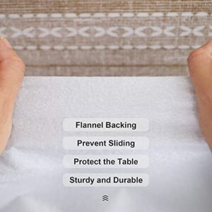 Vonabem 100% Waterproof Rectangle PVC Tablecloth, Vinyl Table Cloth Cover with Flannel Backing Oil Spill Proof Wipeable Table Cloths for Indoor Outdoor (Coffee Line,52X70IN)