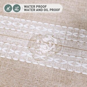 Vonabem 100% Waterproof Rectangle PVC Tablecloth, Vinyl Table Cloth Cover with Flannel Backing Oil Spill Proof Wipeable Table Cloths for Indoor Outdoor (Coffee Line,52X70IN)