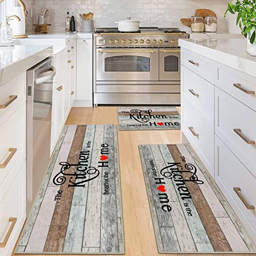 Ileading Kitchen Rugs Sets 3 Piece with Runner Soft Kitchen Floor Mat Farmhouse Kitchen Carpets and Rugs Non Slip Washable for Bathroom Entryway Indoor Front Door Laundry