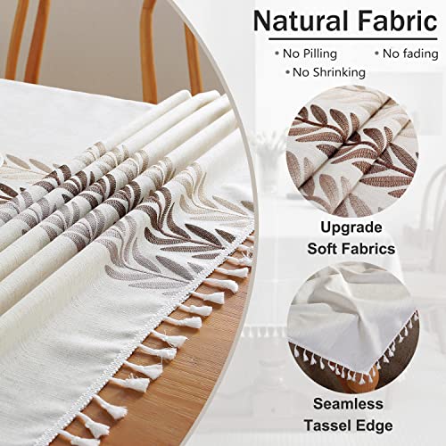 JIALE Table Cloth Rectangle Table, Heavy Duty Cotton Linen Waterproof Tablecloths Farmhouse Tablecloth, Soft and Wrinkle Free Table Cover with Tassels, 55''x70'', 4-6 Seats