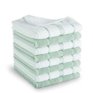 kitchenaid albany dishcloth 8 pack set, pistachio/white, 12"x12"