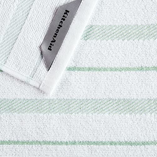 KitchenAid Albany Dishcloth 8 Pack Set, Pistachio/White, 12"x12"