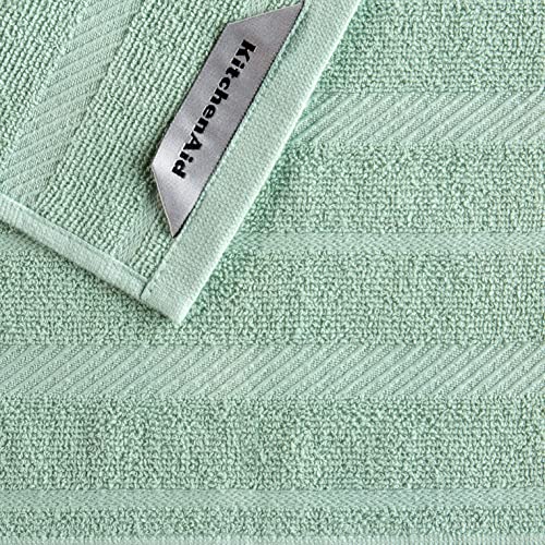 KitchenAid Albany Dishcloth 8 Pack Set, Pistachio/White, 12"x12"