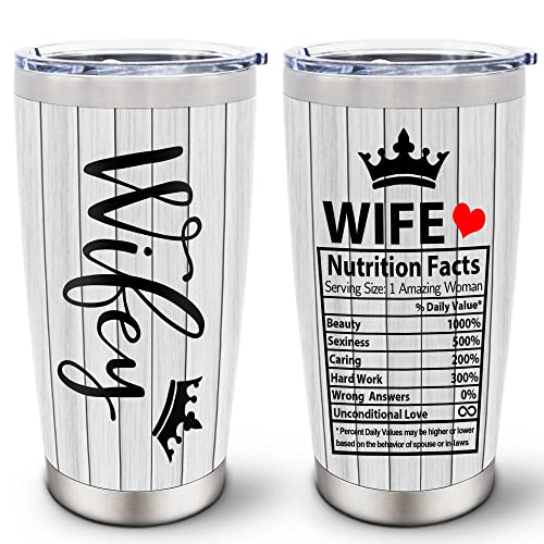 Vutieso Gifts For Wife, Wife Birthday Gifts, Wife Gifts, Anniversary Romantic Gift For Wife, Wifey Gifts, Gifts For Wife From Husband, Couples Gifts For Wife Coffee Tumbler 20oz, Funny Gift For Her