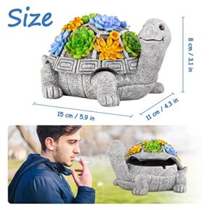 Grovind Ashtrays with Lid, Cute Turtle Outdoor Ashtray for Cigarettes, Windproof Ash Tray Decor for Home Office Indoor and Outdoor