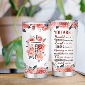 Christian Tumbler Gifts for Women, Religious Gifts, Inspirational Gifts with Bible Verse God - Mothers Day, Birthday Gifts for Her, Best Friend, Sister, Coworker, Mom - 20oz Faith God Tumbler