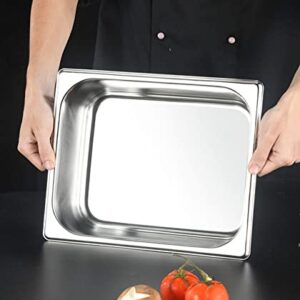 3 Pack Hotel Pans, 1/2 Size 2.6" Deep, Commercial Stainless Steel Pan, Steam Table Pan, Catering Food Pan with lid (2.6''Deep(Pans-2+Lid-1))