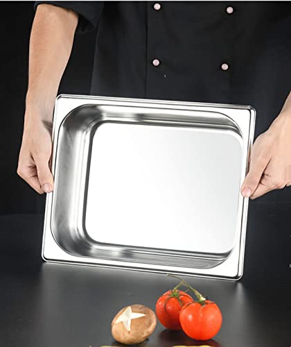 3 Pack Hotel Pans, 1/2 Size 2.6" Deep, Commercial Stainless Steel Pan, Steam Table Pan, Catering Food Pan with lid (2.6''Deep(Pans-2+Lid-1))