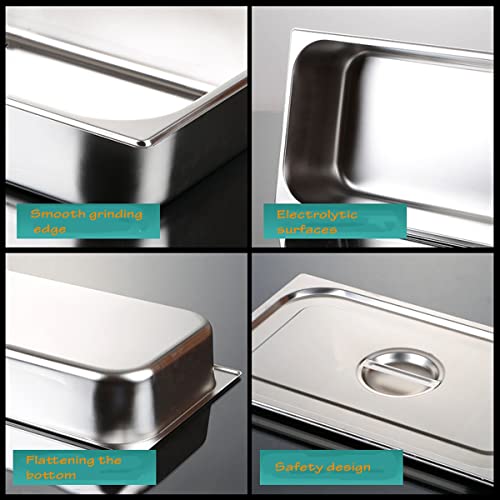 3 Pack Hotel Pans, 1/2 Size 2.6" Deep, Commercial Stainless Steel Pan, Steam Table Pan, Catering Food Pan with lid (2.6''Deep(Pans-2+Lid-1))