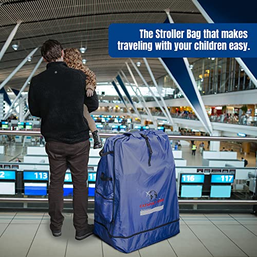 Extra Large- Super Duty Stroller Cover-Extends from 40-50” Tall With Oversized Catabiner-Created for EVENFLO WONDERFOLD, DOONA, JEEP, BOB, VEER, THULE, UPPABABY & more. Protects Wagons, Double, Single Joggers & Strollers for Airplane Travel.