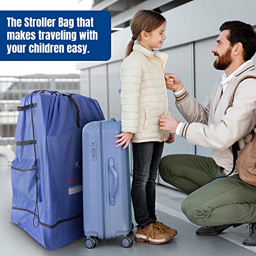 Extra Large- Super Duty Stroller Cover-Extends from 40-50” Tall With Oversized Catabiner-Created for EVENFLO WONDERFOLD, DOONA, JEEP, BOB, VEER, THULE, UPPABABY & more. Protects Wagons, Double, Single Joggers & Strollers for Airplane Travel.