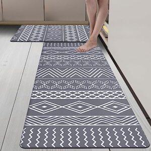 hiiarug anti fatigue kitchen mat set of 2 kitchen floor mats 18"x47"+18"x30" cushioned kitchen runner carpet waterproof kitchen runner mats for kitchen decor laundry room standing desk mat