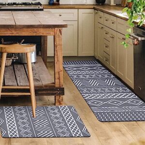 HiiARug Anti Fatigue Kitchen Mat Set of 2 Kitchen Floor Mats 18"x47"+18"x30" Cushioned Kitchen Runner Carpet Waterproof Kitchen Runner Mats for Kitchen Decor Laundry Room Standing Desk Mat