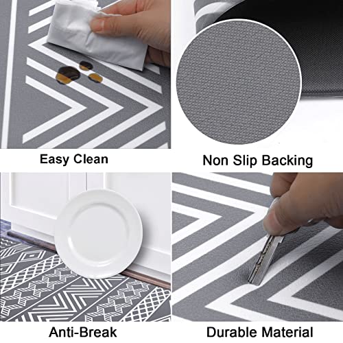 HiiARug Anti Fatigue Kitchen Mat Set of 2 Kitchen Floor Mats 18"x47"+18"x30" Cushioned Kitchen Runner Carpet Waterproof Kitchen Runner Mats for Kitchen Decor Laundry Room Standing Desk Mat