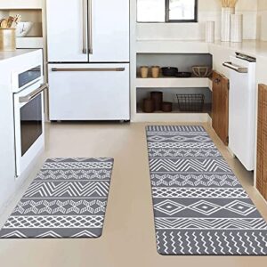 HiiARug Anti Fatigue Kitchen Mat Set of 2 Kitchen Floor Mats 18"x47"+18"x30" Cushioned Kitchen Runner Carpet Waterproof Kitchen Runner Mats for Kitchen Decor Laundry Room Standing Desk Mat