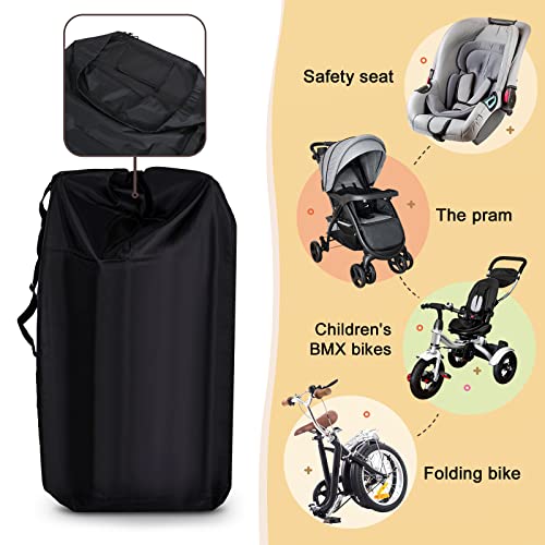 LIHAO Universal Stroller Travel Bag, Gate Check Bag for Car Seat, Waterproof Travel Carry Bag, 600D Oxford, Black