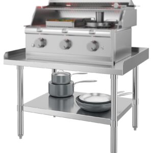 RIEDHOFF Stainless Steel Equipment Stand 28" x 36" with Undershelf, [NSF Certified][Heavy Duty] Stand Grill Table, Commercial Prep & Work Table for Home, Restaurant, Hotel