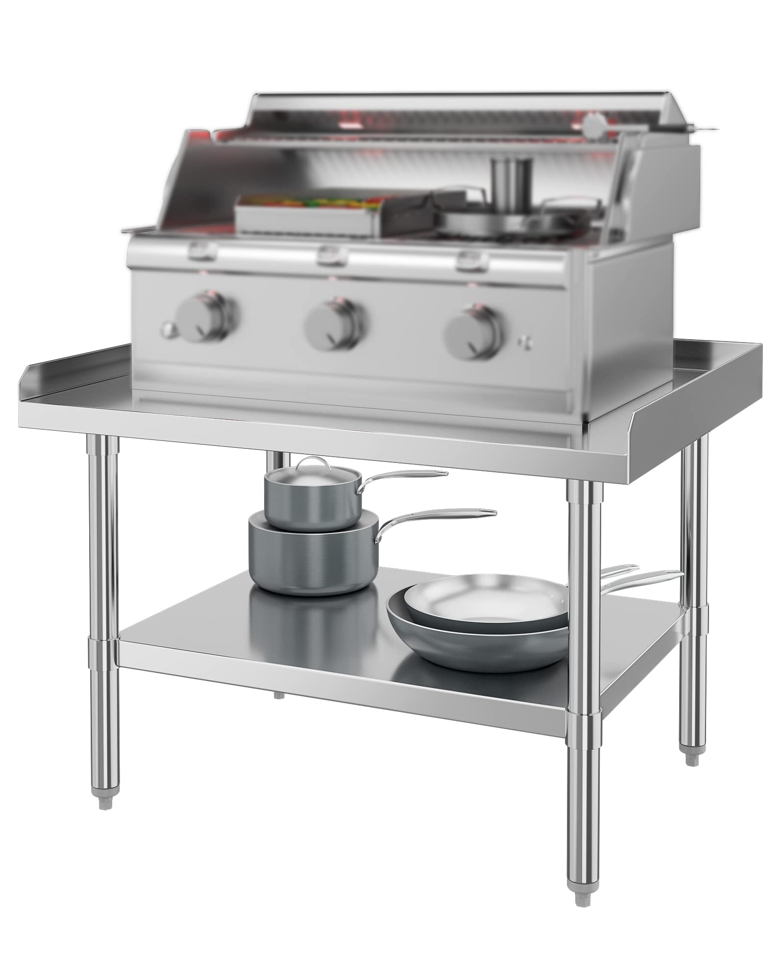 RIEDHOFF Stainless Steel Equipment Stand 28" x 36" with Undershelf, [NSF Certified][Heavy Duty] Stand Grill Table, Commercial Prep & Work Table for Home, Restaurant, Hotel