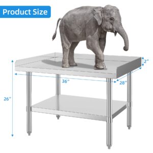 RIEDHOFF Stainless Steel Equipment Stand 28" x 36" with Undershelf, [NSF Certified][Heavy Duty] Stand Grill Table, Commercial Prep & Work Table for Home, Restaurant, Hotel