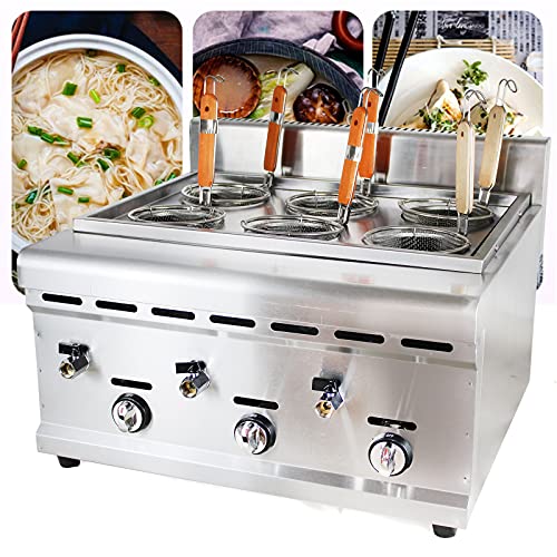 NG NOPTEG Commercial Noodle Cooker Machine, 6 Basket Pasta Cooking Machine with Filter, Noodle Pasta Desktop Cooker Machine,30-110°C Adjustable