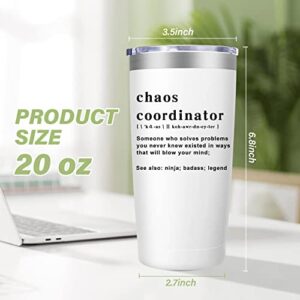 Chaos Coordinator Tumbler Cup, Christmas Gifts for Women,Unique Gift Idea for Boss Women,Boss Lady,Teacher,Office,Gifts for Mom,Coworker Gifts,Birthday Gifts,Thank You Gifts for Women,20 oz Travel Mug