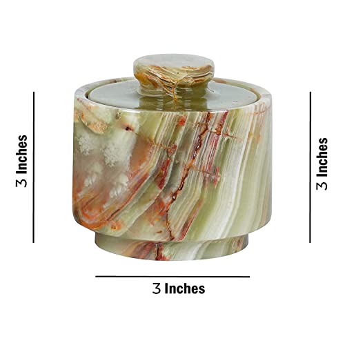 MARBLOUS KRAFTS stylish marble sugar dispenser 3.5 oz salt cellar, salt container and marble décor 3" X 3" Kitchen décor and Salt Pepper Bowls salt dispenser (Green Onyx)