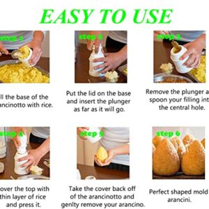 Arancini Maker Mold,160 Grams DIY Rice Ball Mold,Multipurpose Rice Ball Maker Shake,Homemade Stuffed Meat Point Ball for Kitchen Sushi Tool (Cone+Round)