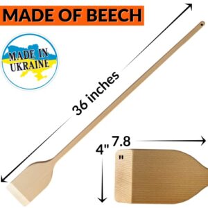 36-in Beech Heavy Duty Wooden Mixing Paddle - Made in Ukraine - Handle Long Stir for Cooking Cajun Crawfish Boil and Brewing Beer - Stirring Spatula for Brewing, Mixing, Grill, Camping in Big Stock Pots