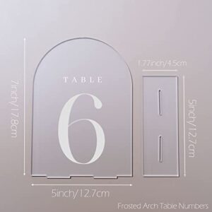 JINMURY Frosted Arch Table Numbers for Wedding, 15 Pack 5x7" Frosted Arch Acrylic Table Signs with Holder Acrylic Table Numbers 1-15, Perfect for Wedding Table Centerpiece Decoration