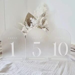 JINMURY Frosted Arch Table Numbers for Wedding, 15 Pack 5x7" Frosted Arch Acrylic Table Signs with Holder Acrylic Table Numbers 1-15, Perfect for Wedding Table Centerpiece Decoration