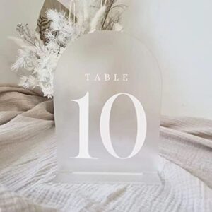 JINMURY Frosted Arch Table Numbers for Wedding, 15 Pack 5x7" Frosted Arch Acrylic Table Signs with Holder Acrylic Table Numbers 1-15, Perfect for Wedding Table Centerpiece Decoration