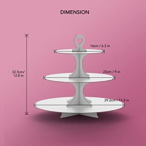 2 Pack Cupcake Stand Tower, BLISSURWhite Cupcake Tier Stand, 3 Tier Cup Cake Stand Cardboard Dessert Cupcake Stand Holder for Parties, Tiered Cupcake Stand (White)