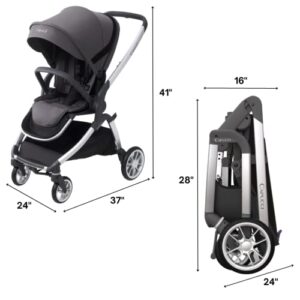 Capucci Velos Versatile Luxury Stroller, Patented Instant One-Button One-Action, Self Standing Fold, Full Size, Full-Feature Modular Baby Stroller w/Reversible Seat & Car Seat Adapters, Sea Foam