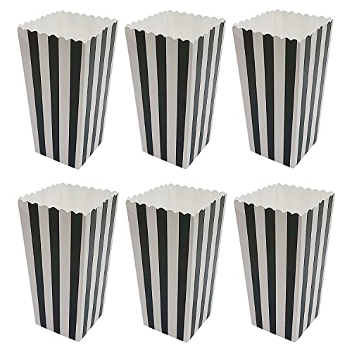 36 Pcs Popcorn Boxes Mini Paper Popcorn Box Cardboard Popcorn Container for Party, White and Black Stripes