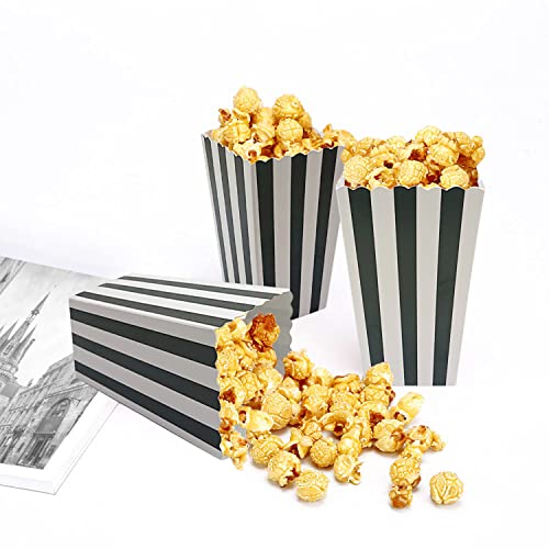 36 Pcs Popcorn Boxes Mini Paper Popcorn Box Cardboard Popcorn Container for Party, White and Black Stripes