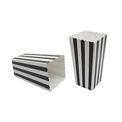 36 Pcs Popcorn Boxes Mini Paper Popcorn Box Cardboard Popcorn Container for Party, White and Black Stripes