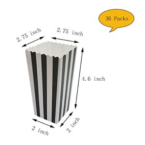 36 Pcs Popcorn Boxes Mini Paper Popcorn Box Cardboard Popcorn Container for Party, White and Black Stripes