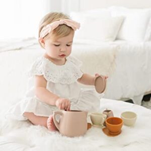 Marlowe & Co Silicone Classic Tea Play Set for Children (Botanical Rose)