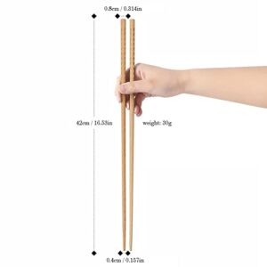 2 Pairs 16.5 inches Long Wooden Cooking Chopsticks, Reusable Wood Chopsticks for Noodles Frying Hot Pot ,Extra Long Kitchen Cooking Chop Sticks