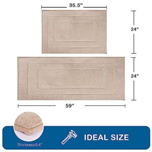 PURRUGS Machine Washable Kitchen Rug Set of 2, Non-Slip/Skid Kitchen Runner Rugs & Floor Mats, Super Absorbent Soft Standing Mats for Kitchen, Sink & Laundry, Beige